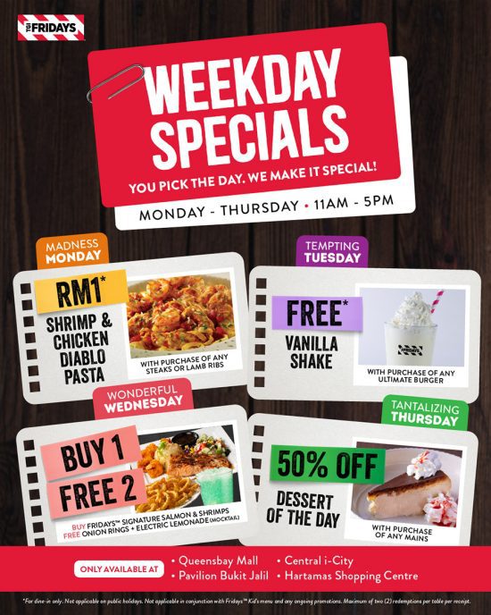 Let's Indulge In TGI Fridays Weekday Specials Meals!