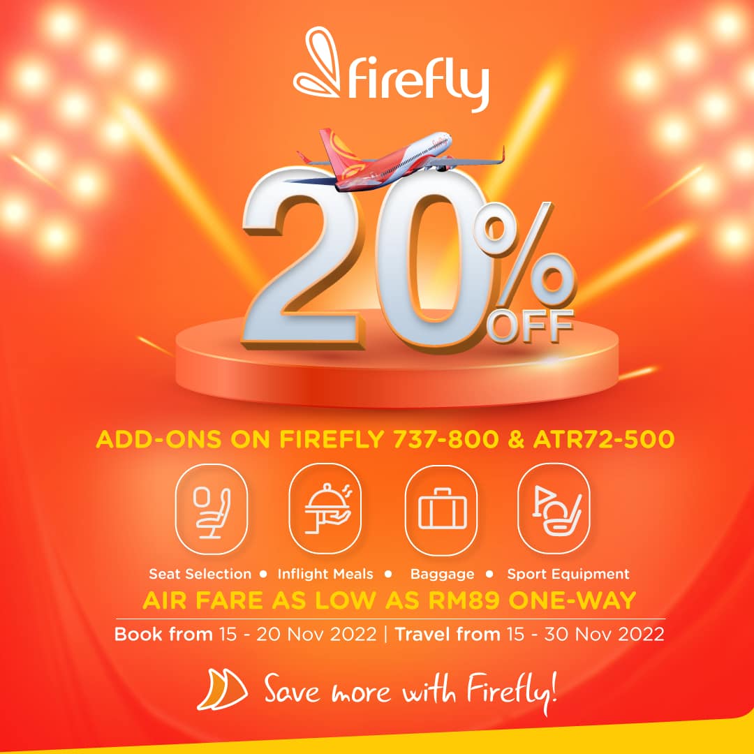 Firefly Airlines Offers 20% Off On Add-Ons - My Weekend Plan
