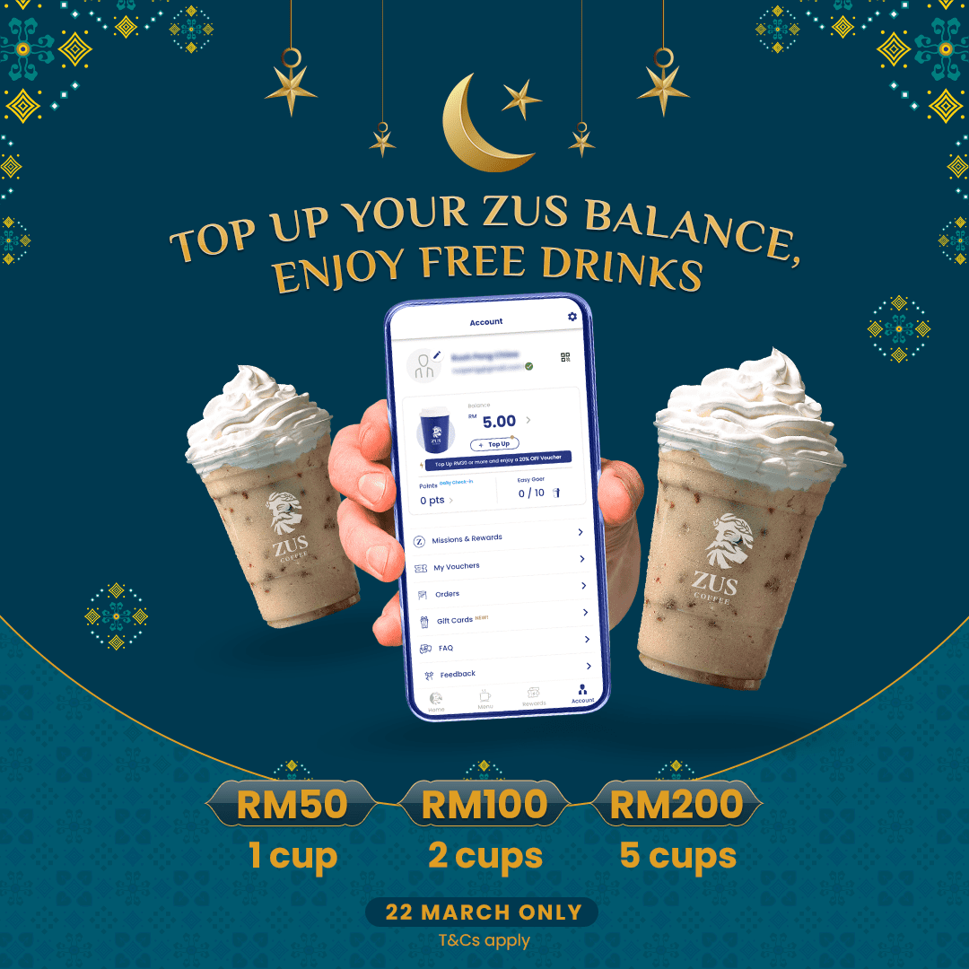 Enjoy As Many as 5 Free Drinks at ZUS Coffee