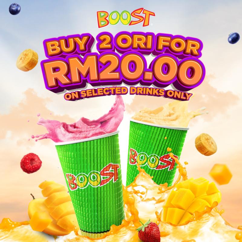 Boost Buy 2 Original-Sized Drinks for Only RM20